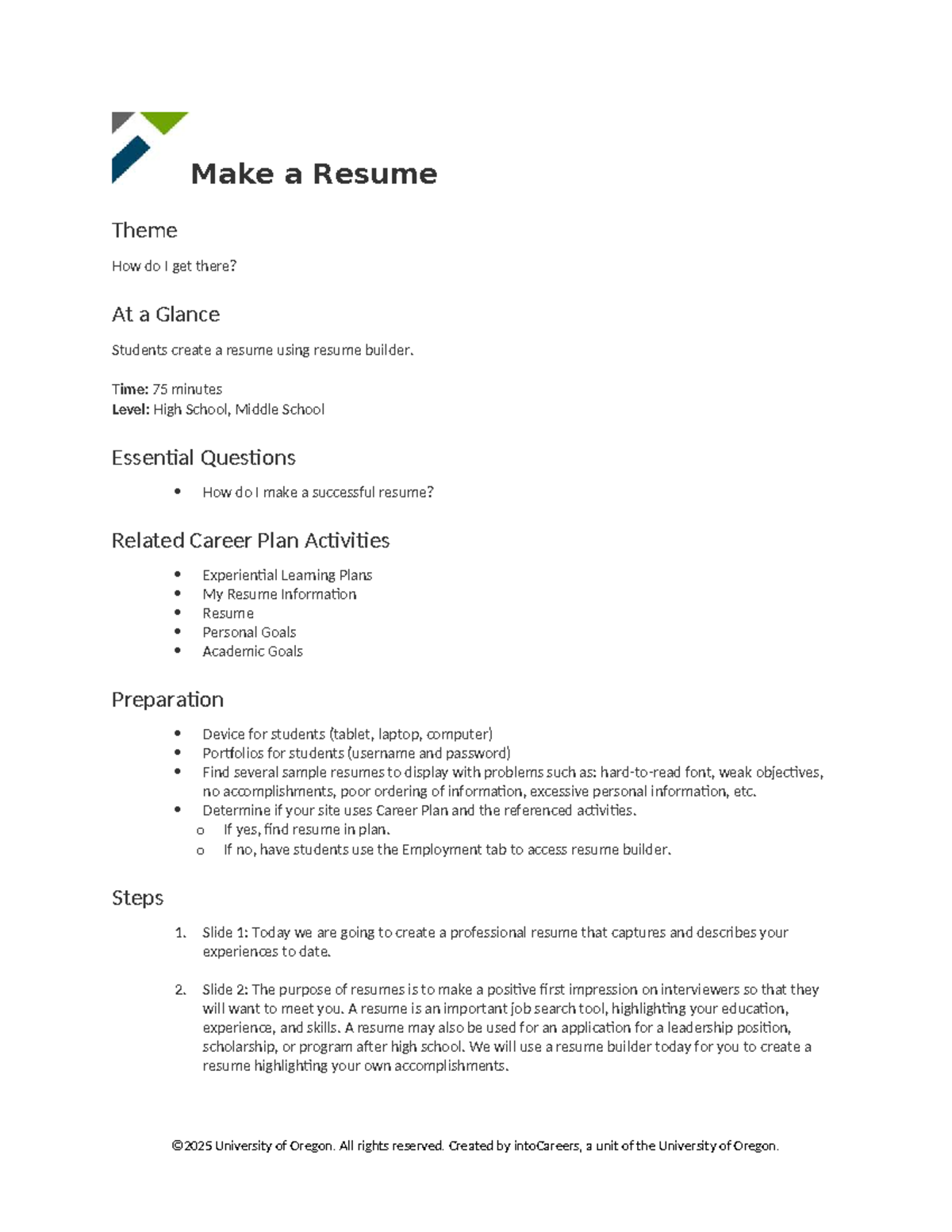 Creating a Professional Resume: A Guide for HS & MS Students - Studocu