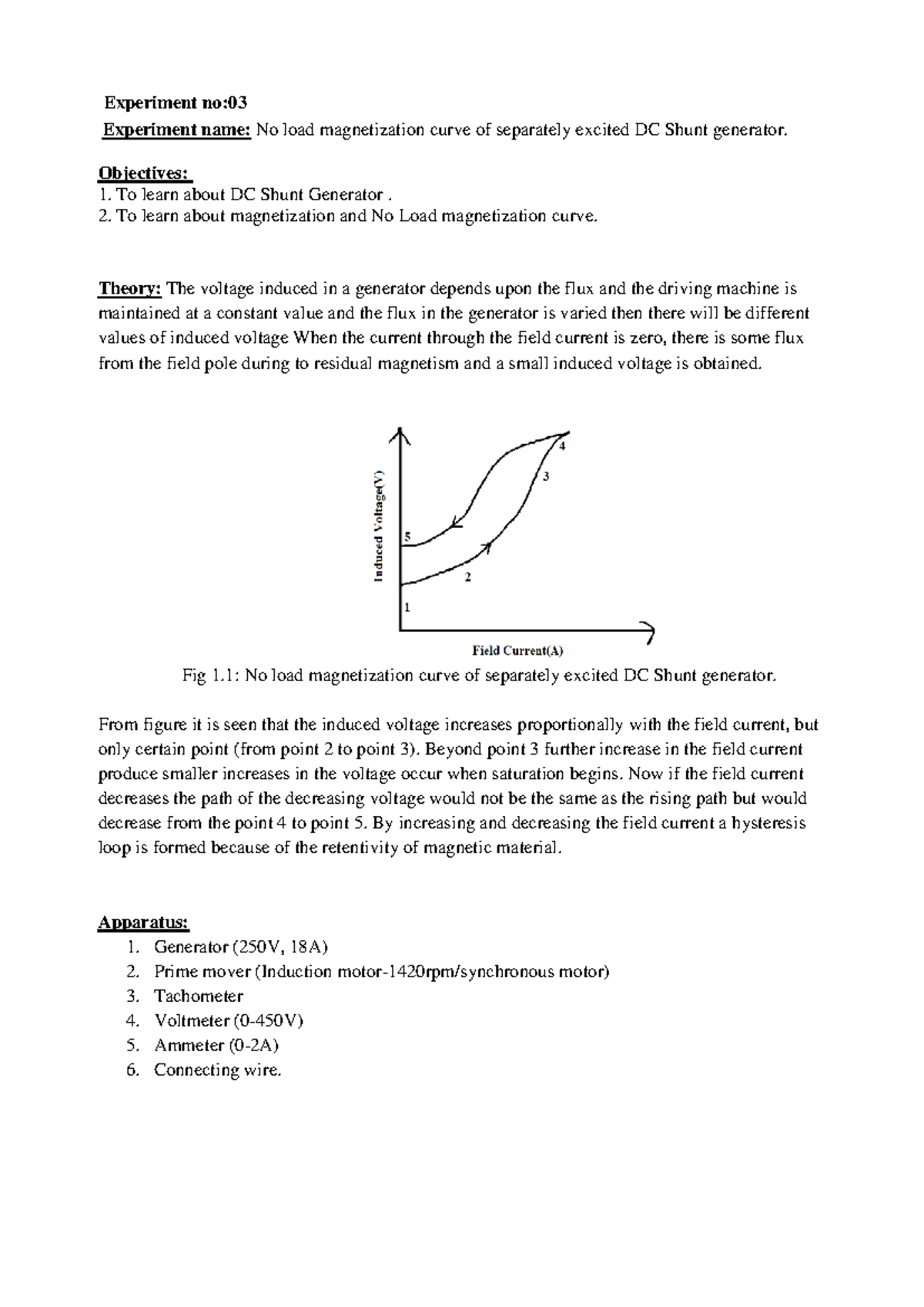 Exp 03 2002 152 - No Load Magnetization Curve of DC Shunt Generator ...