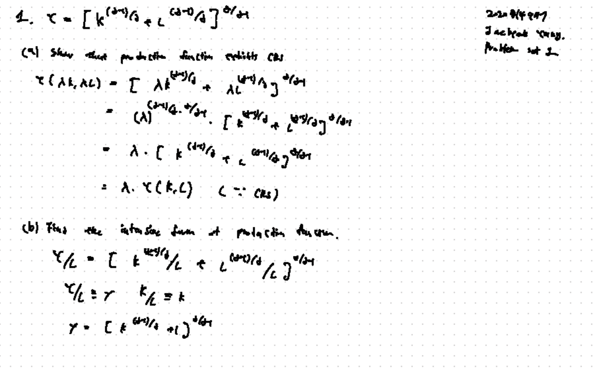 Problem Set 1: Advanced Economic Theory Analysis (2020314977) - Studocu