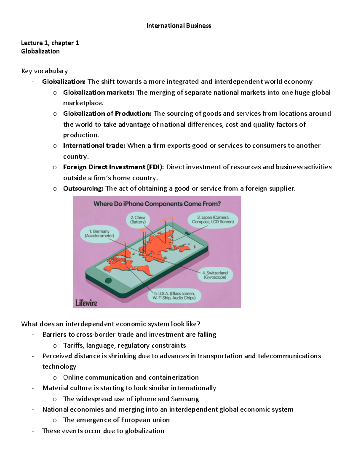 International Business - International Business Lecture 1, chapter 1 ...