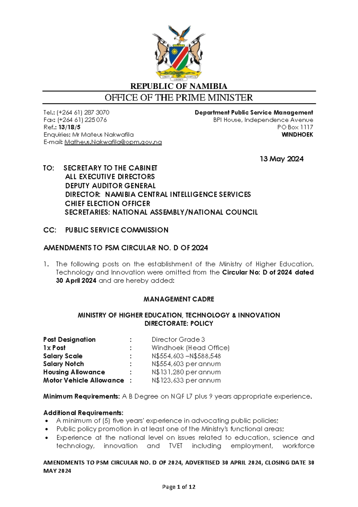 Amendments to PSM Circular No D of 2024: Job Postings Update - Studocu