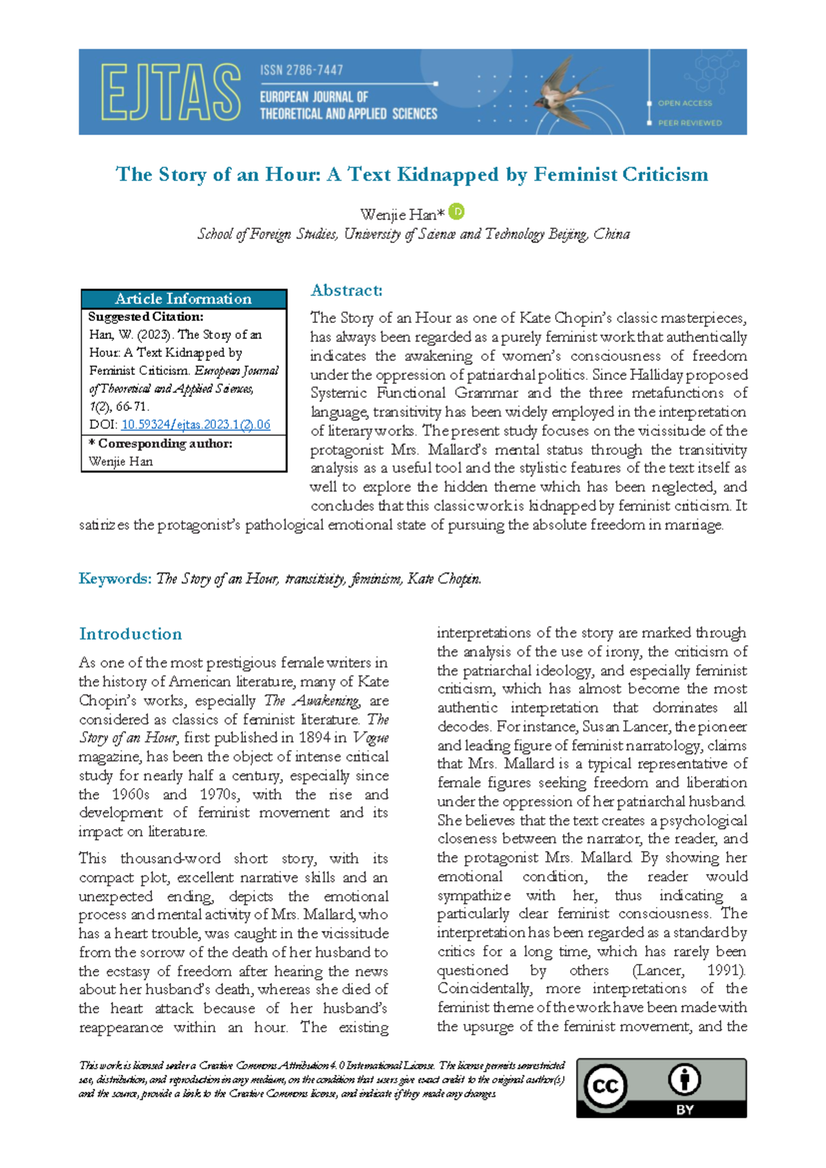 19-Article Text-Analysis of Feminist Criticism in The Story of an Hour ...