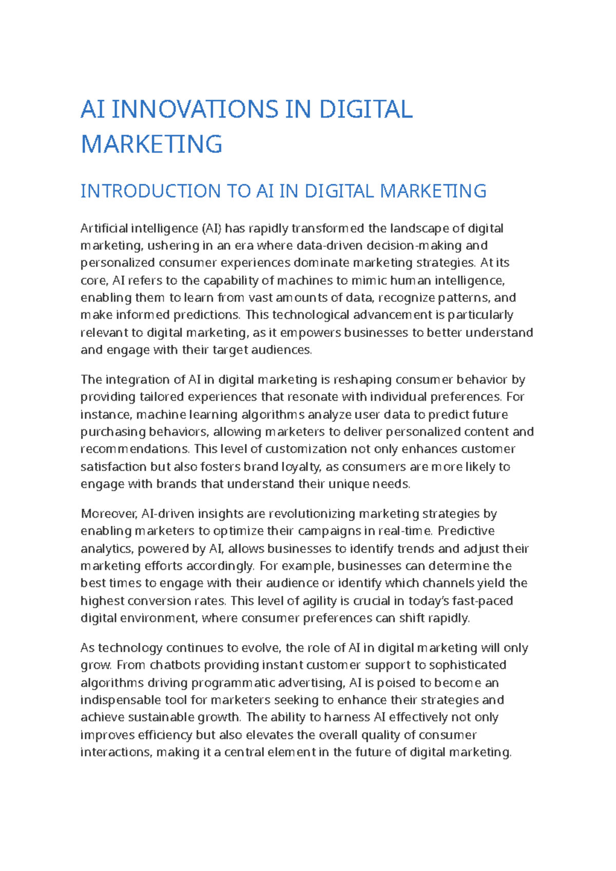 AI Innovations in Digital Marketing: Exploring Future Trends and ...