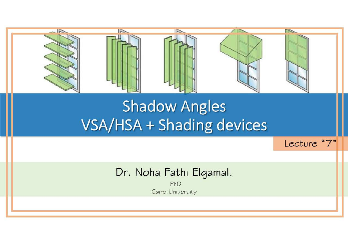 Lecture 7: Shadow Angles and Solar Radiation Protection Techniques ...
