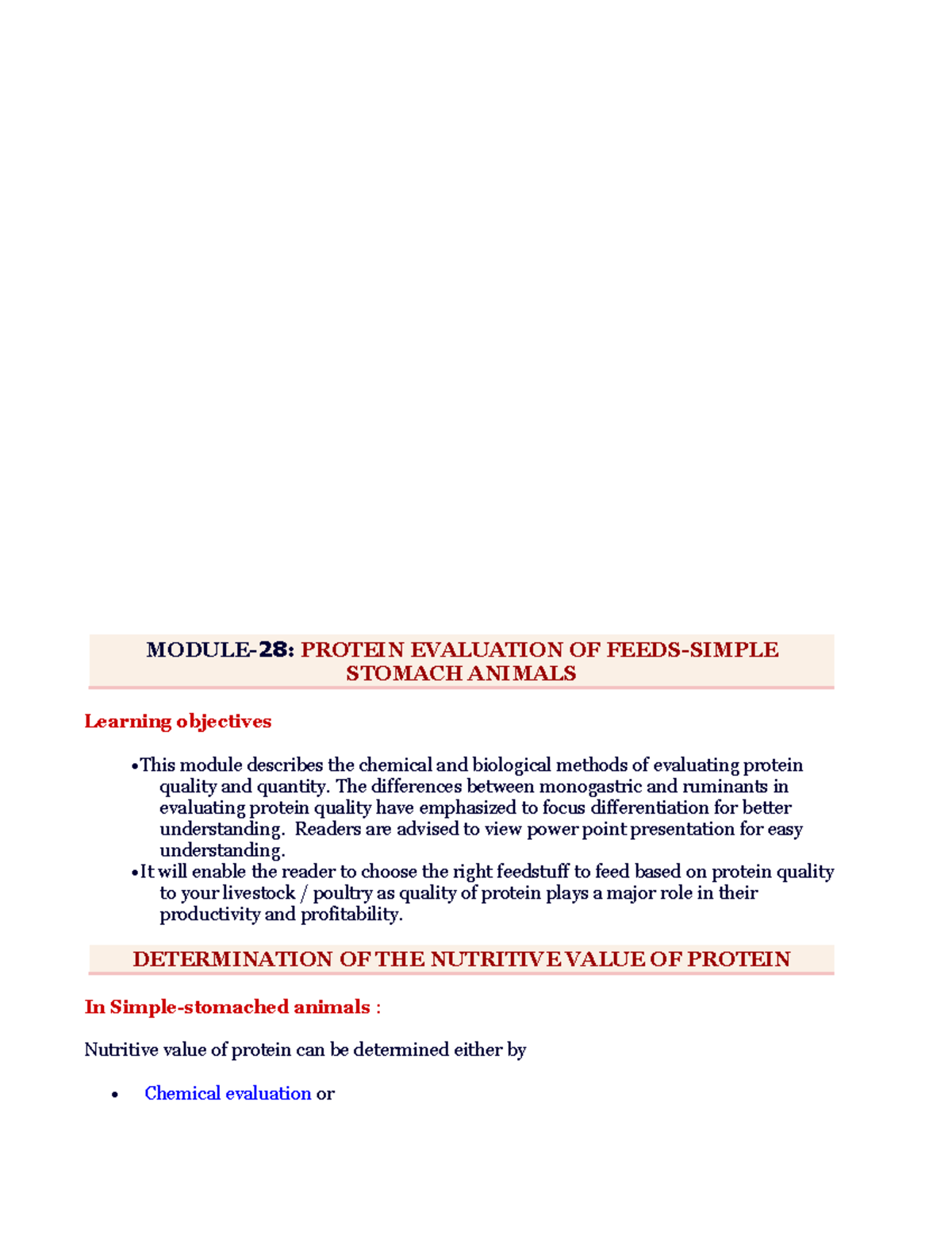 7) Protein evaluation of Feeds - The energy retained can then be ...