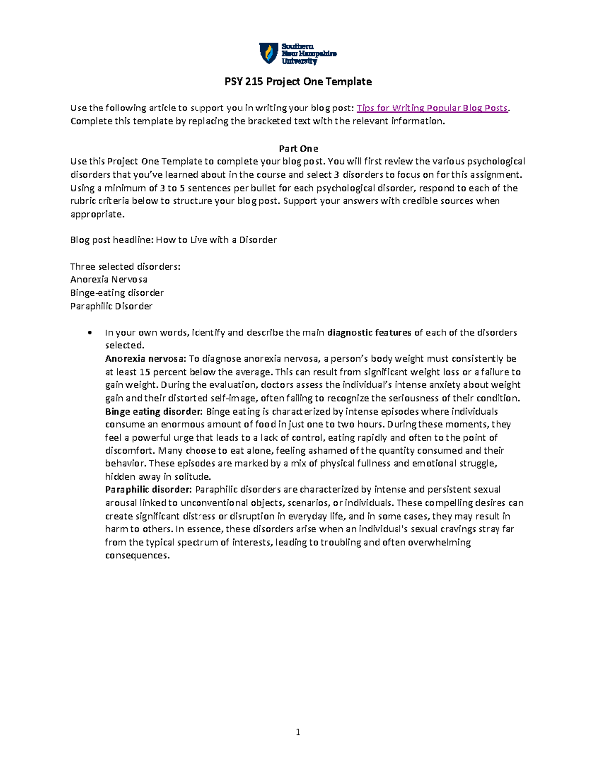 PSY 215 Project One Template Completed - PSY 215 Project One Template ...