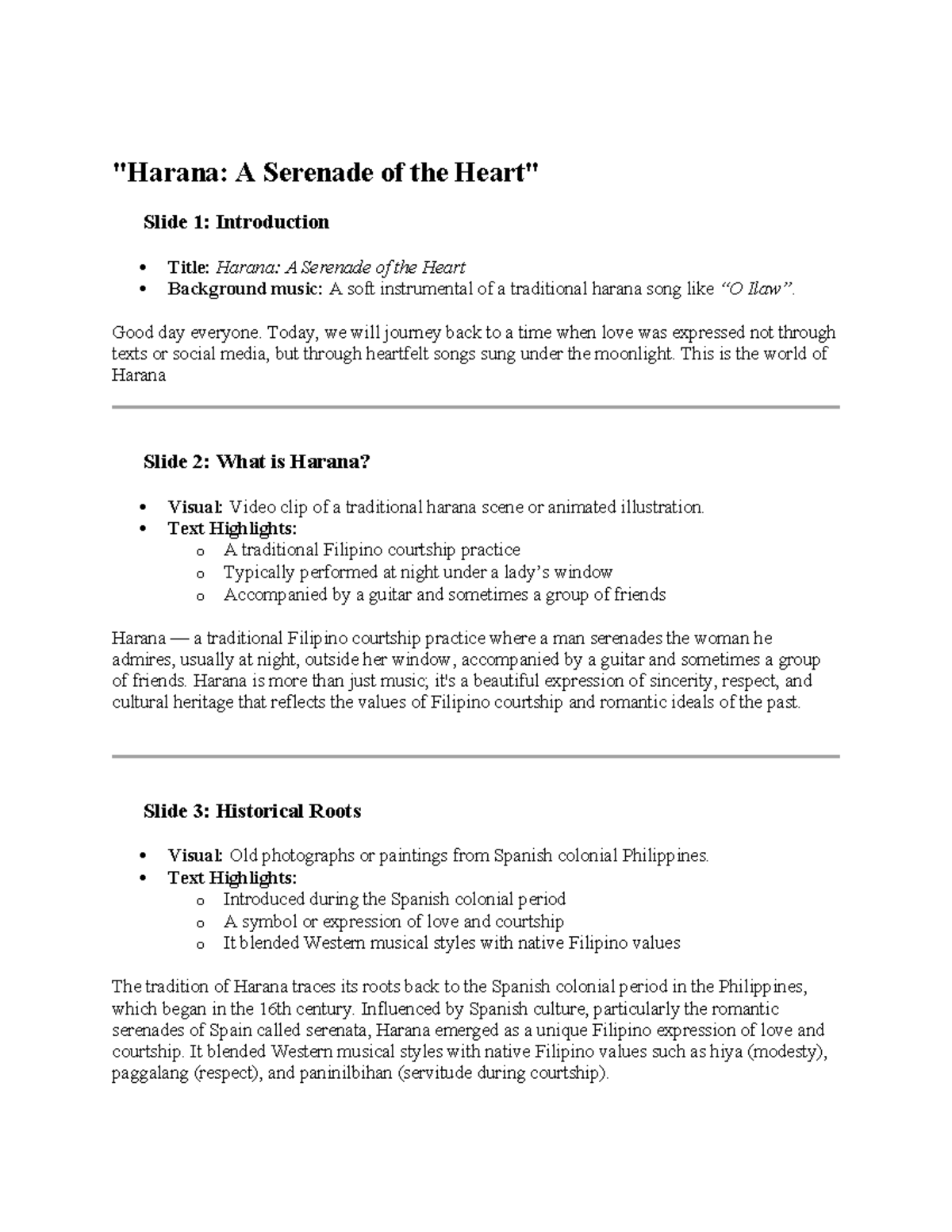 Harana: A Serenade of the Heart - Presentation on Filipino Courtship ...