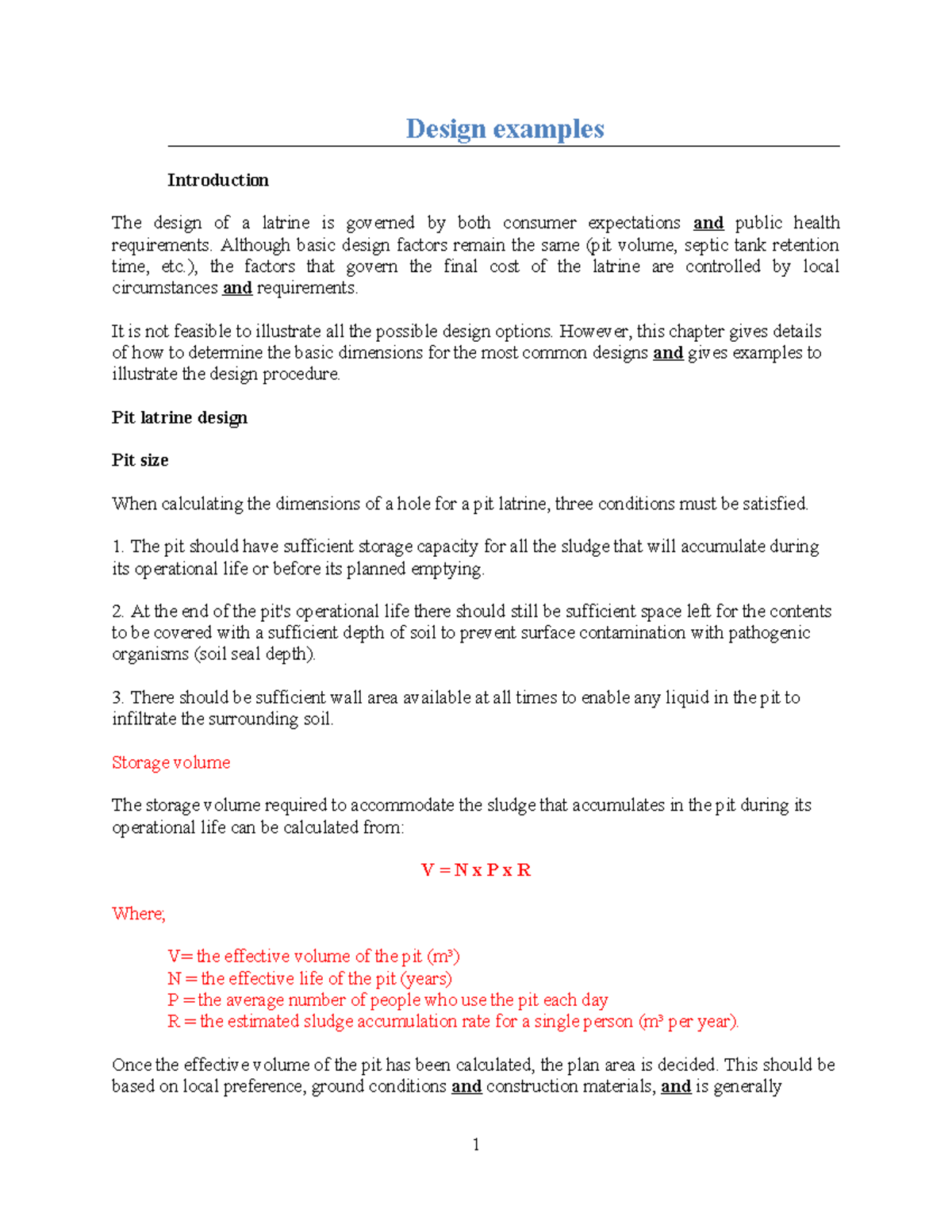 Pit Septic Tank Latrine Design: Key Examples and Calculations - Studocu