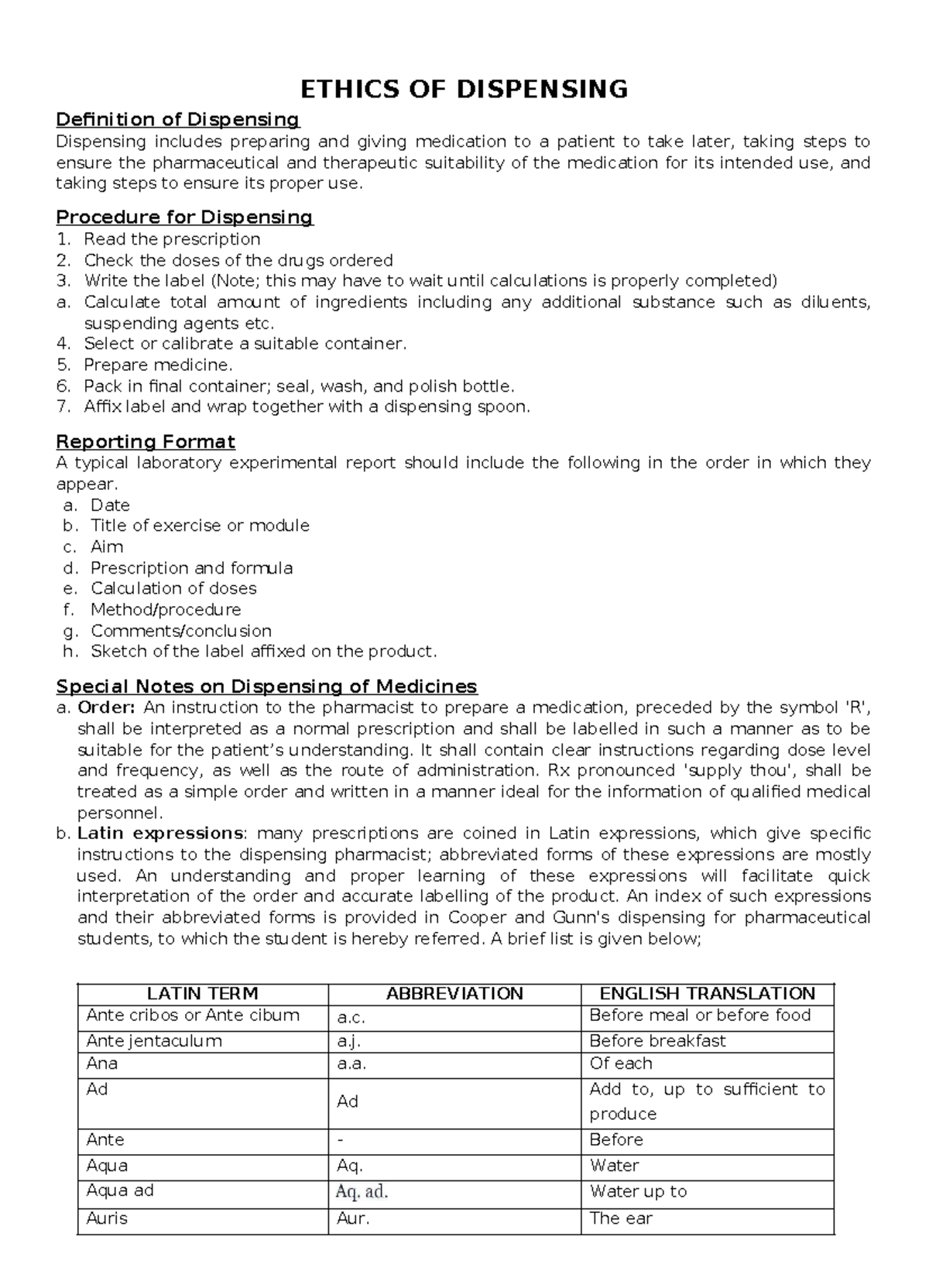 ETHC 101: Ethics of Dispensing Medications - Procedures and Standards ...