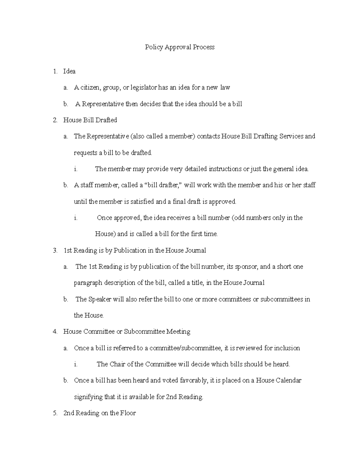Policy Approval Process: Steps from Idea to Law (POL 2-2) - Studocu