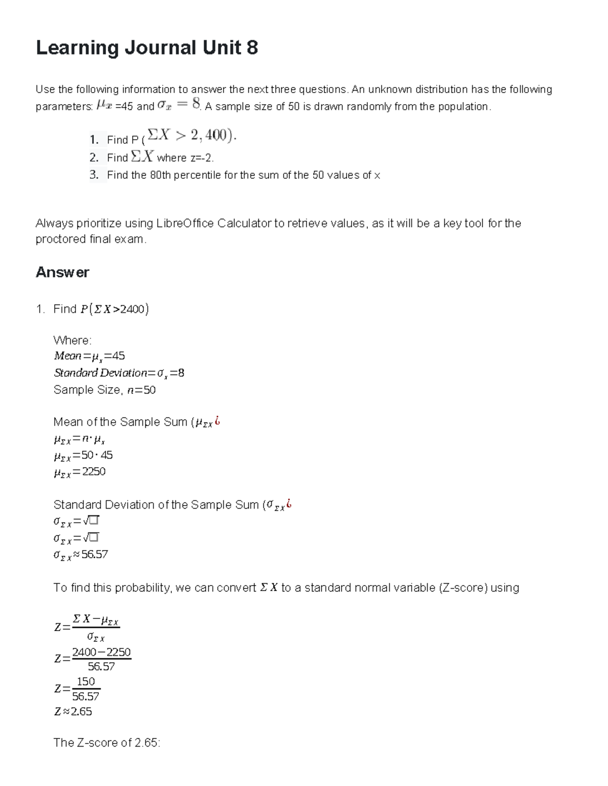 MATH 1280-01 - AY2025-T1 Unit 8 Learning Journal on Statistics Concepts ...