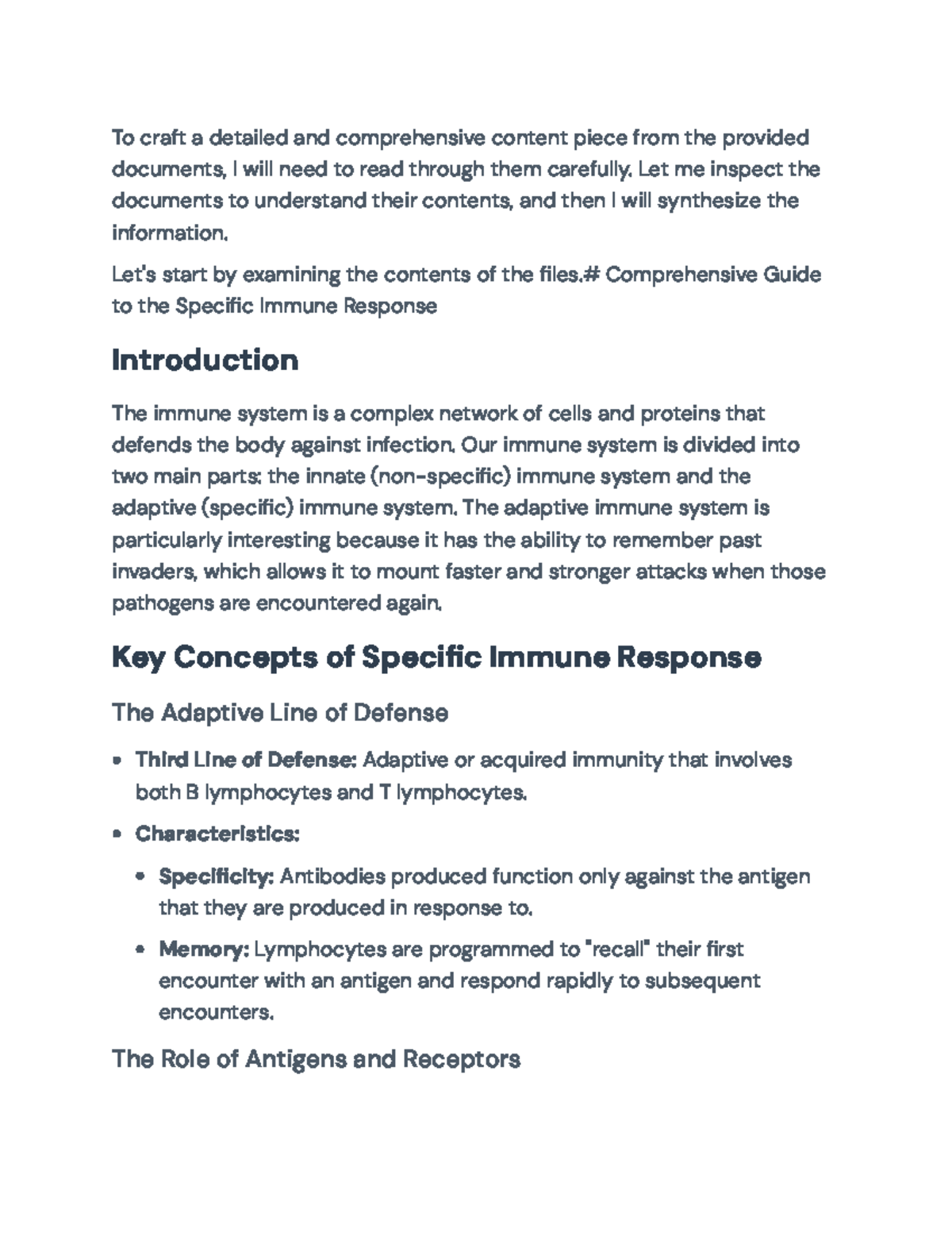 Comprehensive Guide to the Specific Immune Response (BIOL 301 Final ...