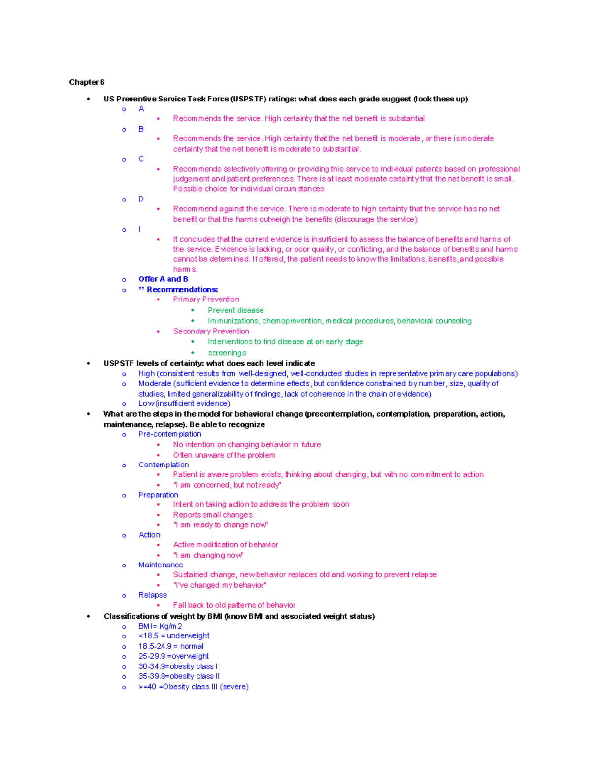 Chapter 6 Quiz 1: Understanding USPSTF Ratings and Preventive Services ...