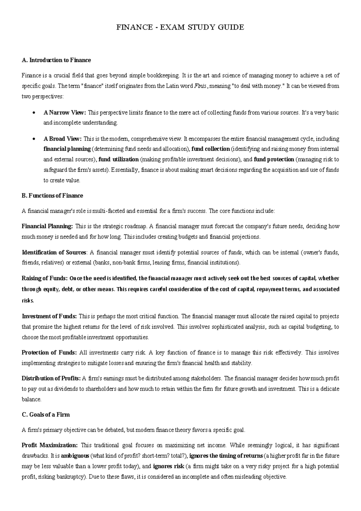 FINANCE 101: MIDTERM EXAM STUDY GUIDE ON KEY CONCEPTS - Studocu
