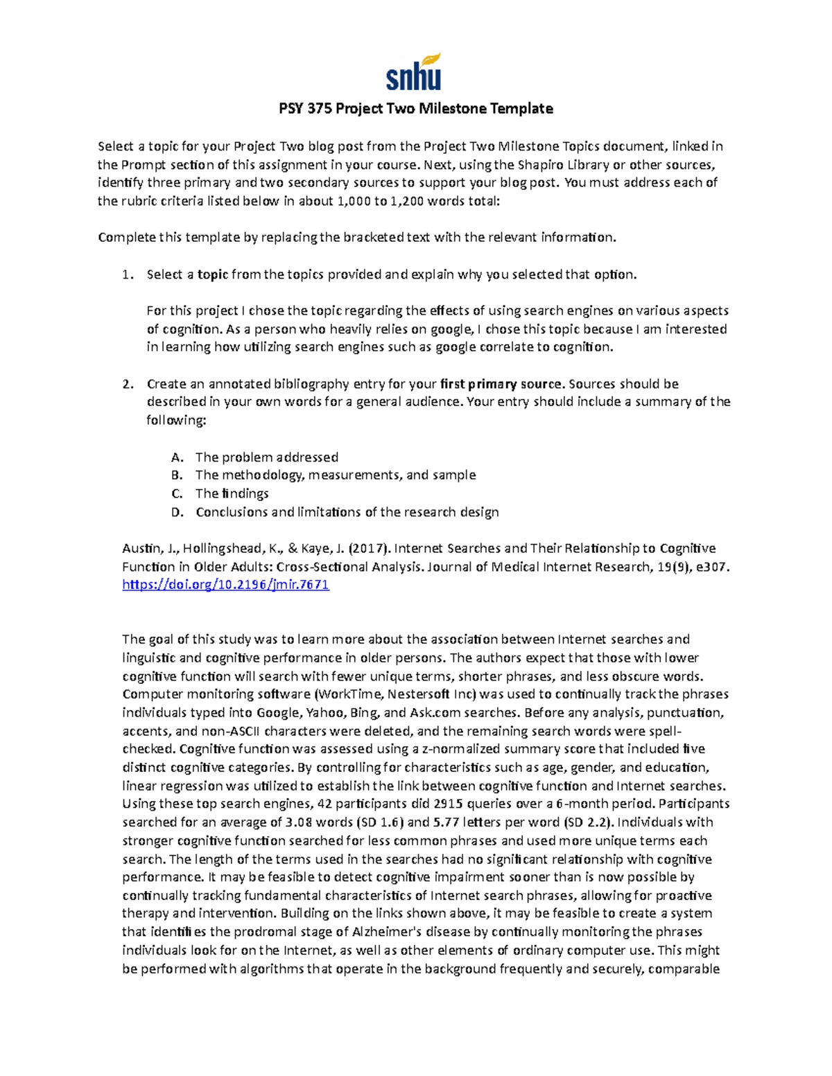 PSY 375 Module Five Lab Worksheet Template - PSY 375 Module Five Lab ...