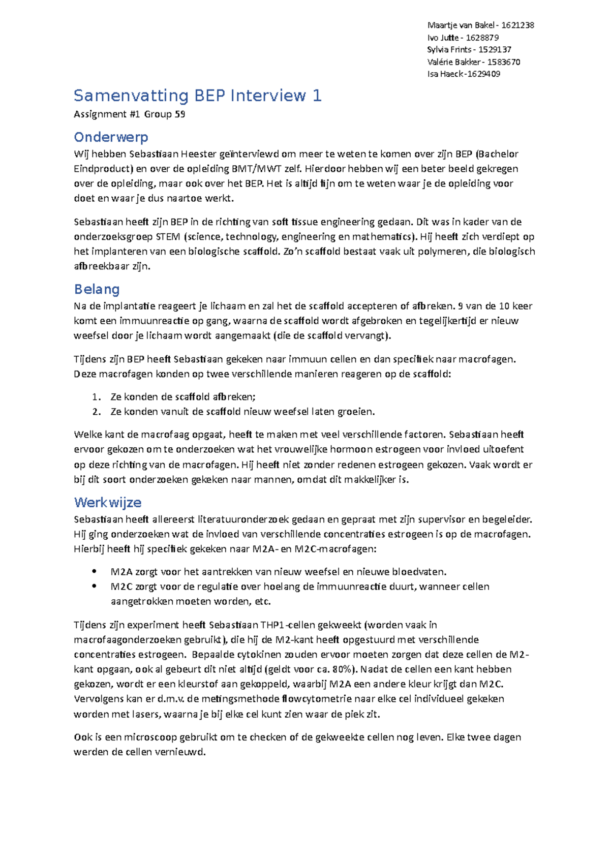 BEP Interview 1: Samenvatting van Sebastiaan Heester's Onderzoek ...