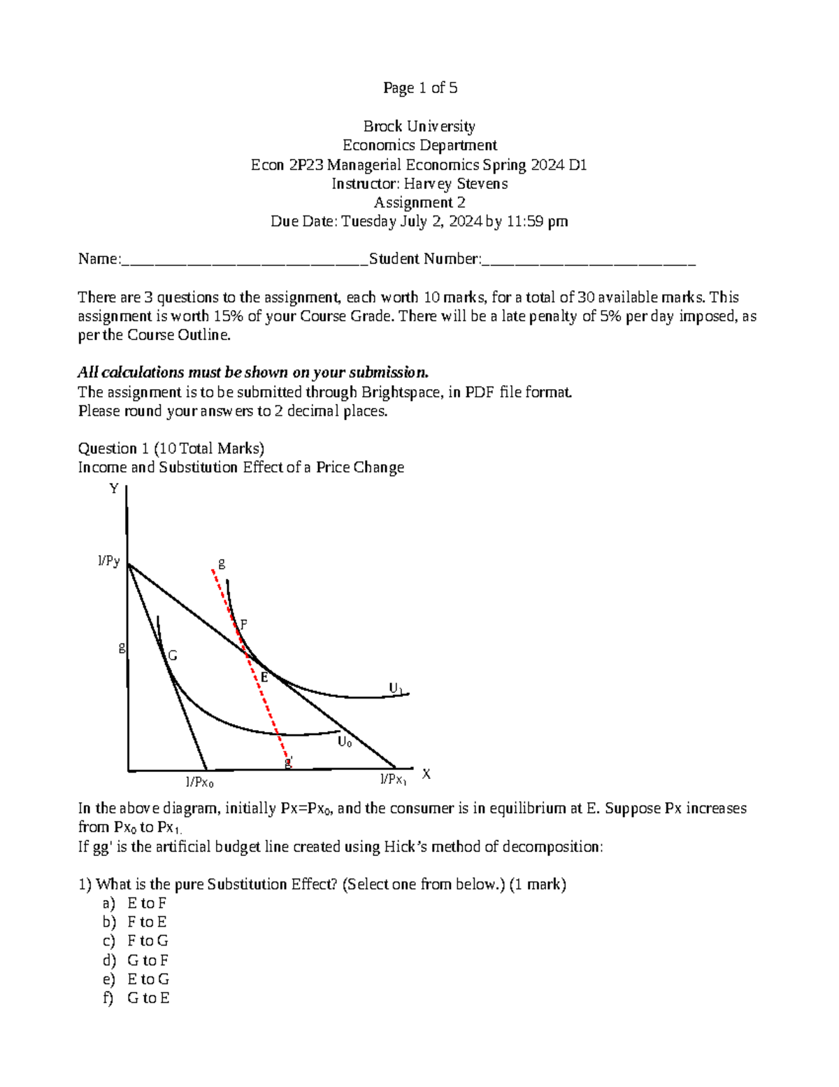 Econ 2P23 Managerial Economics Assignment 2 - Spring 2024 - Studocu
