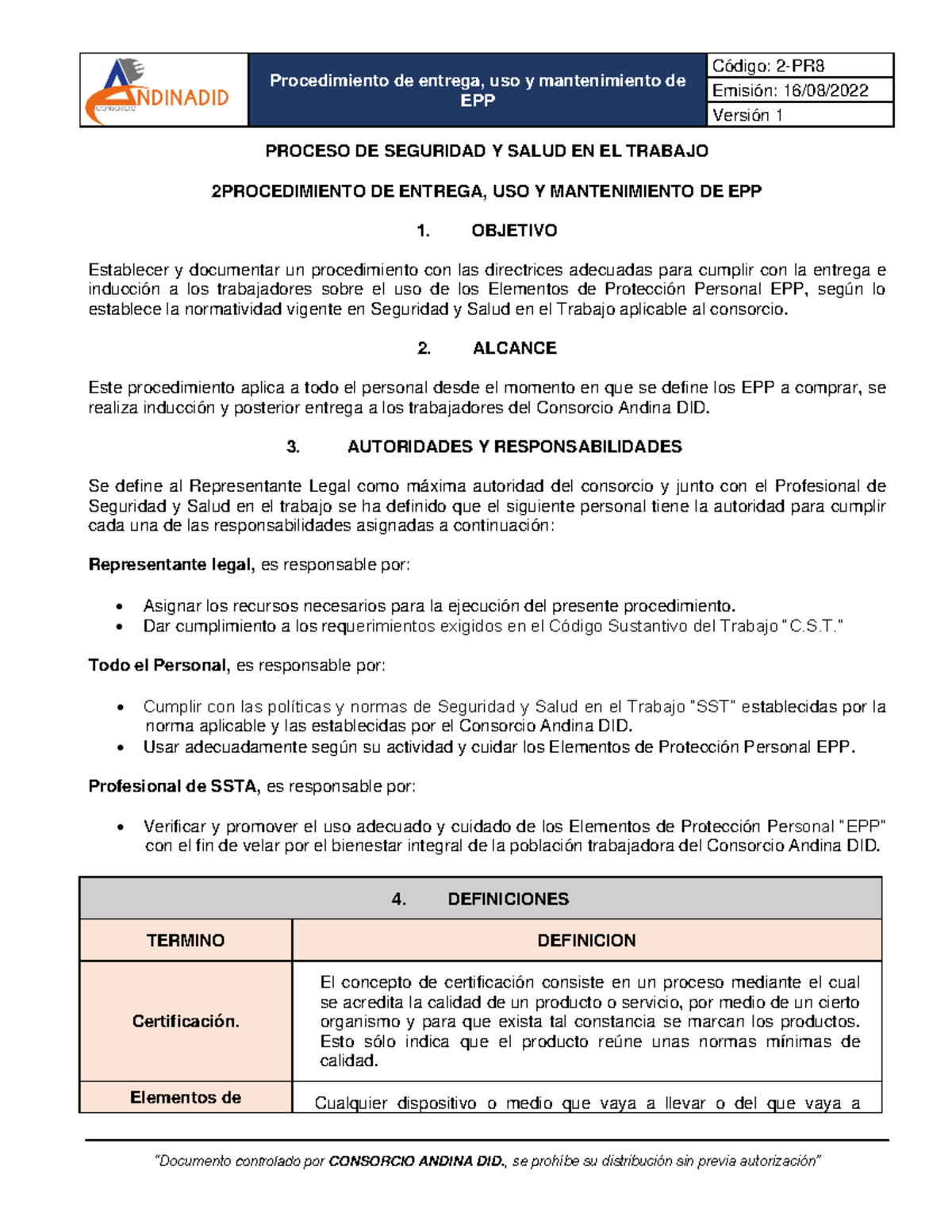 2-PR8 Procedimiento de Entrega y Mantenimiento de EPP en el Trabajo - Studocu