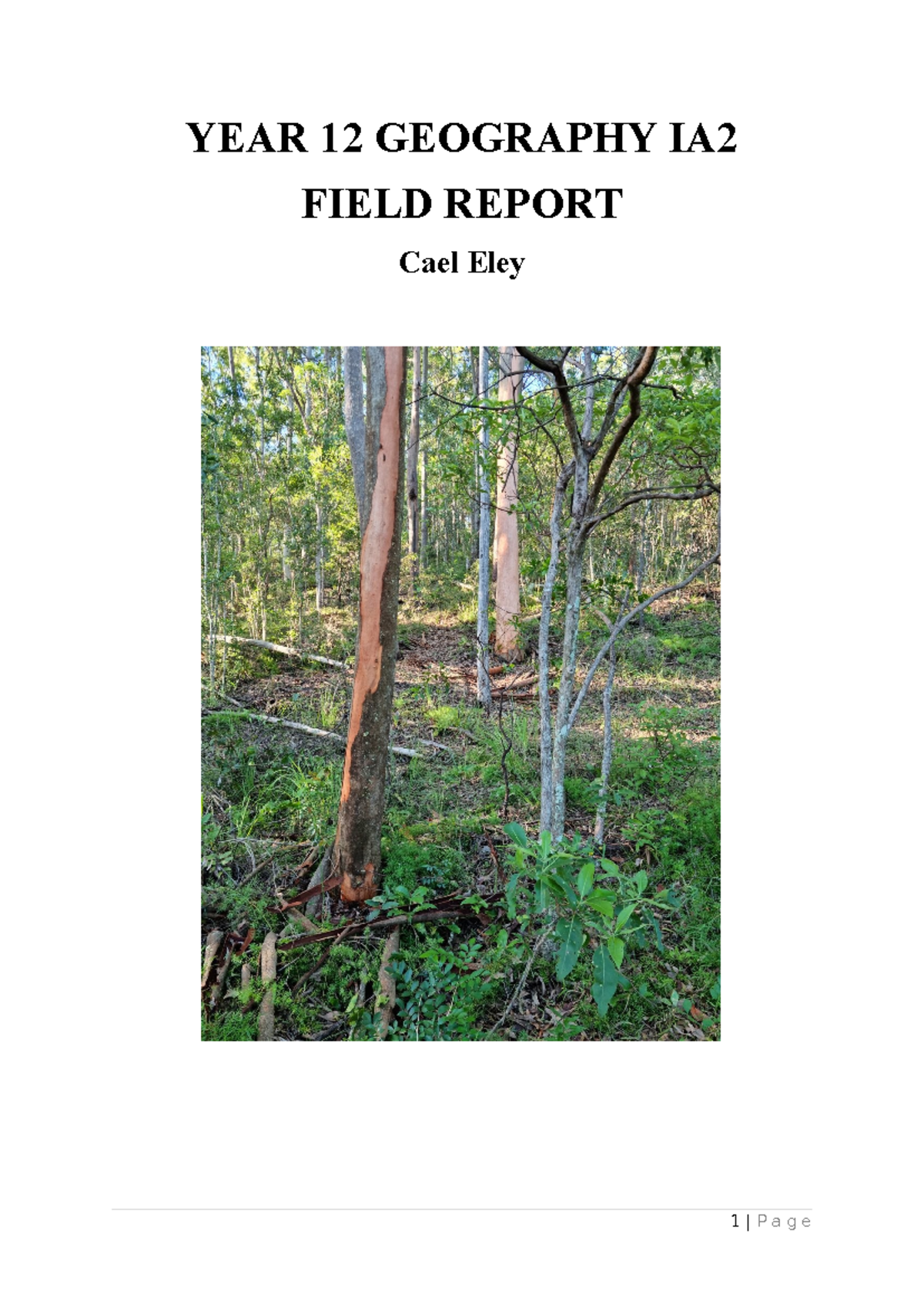 YEAR 12 GEOGRAPHY IA2 FIELD REPORT: WEED IMPACT ANALYSIS - Studocu