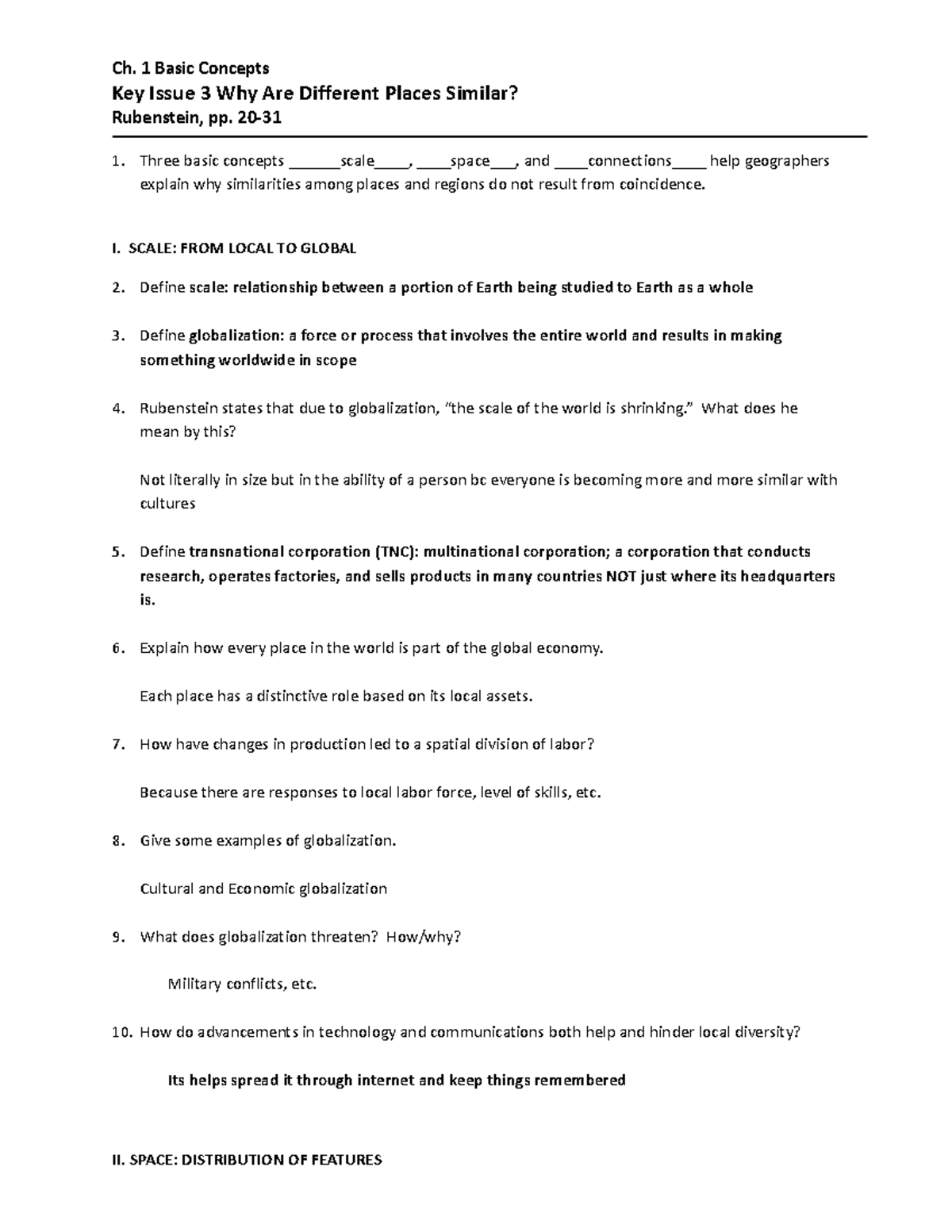 AP Human Geography- 1.3 Reading Notes - Ch. 1 Basic Concepts Key Issue ...