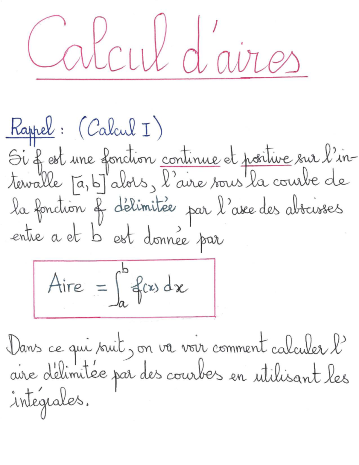 Calcul des Aires sous les Courbes - (Calcul I) Cours 2 - Studocu