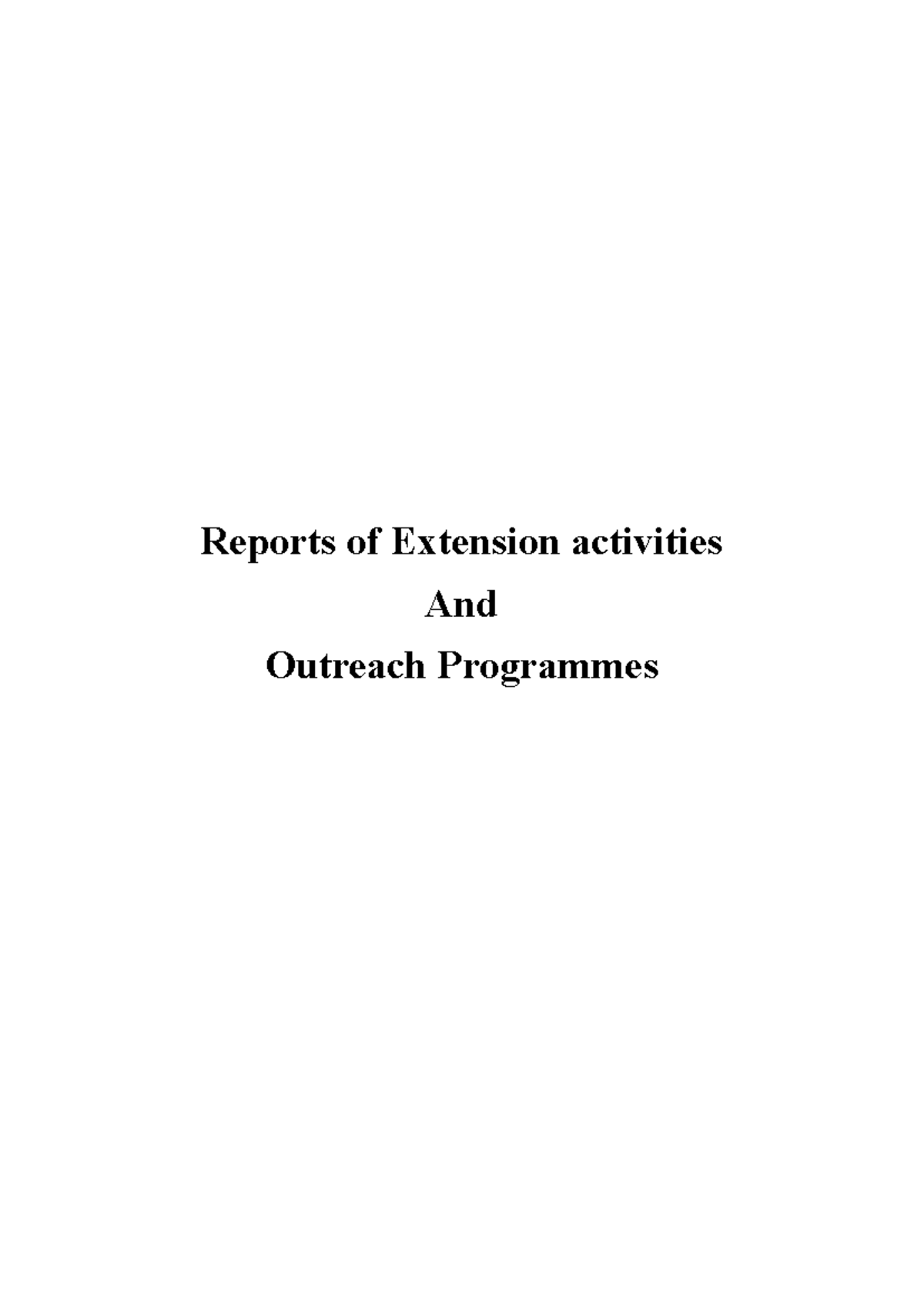 Reports on Extension Activities and Outreach Programs - EI 2023 - Studocu