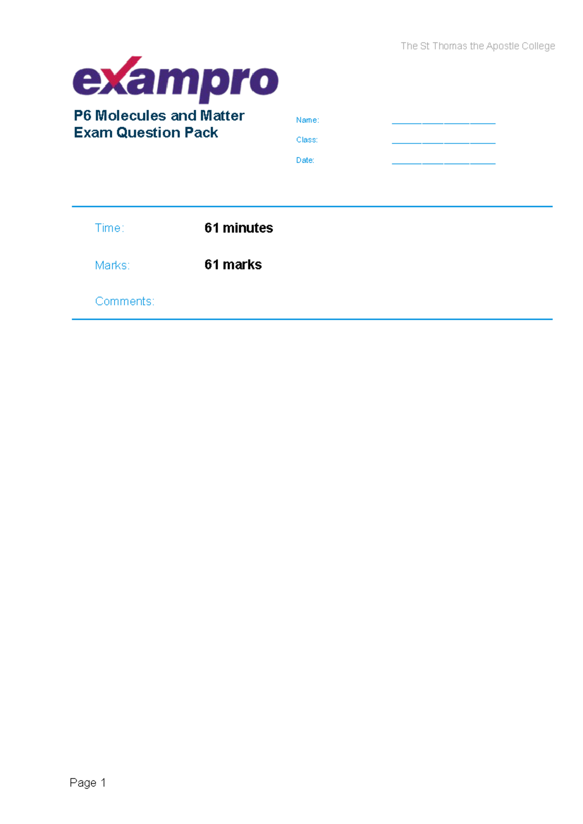 P6 Molecules and Matter Exam Question Pack - Studocu