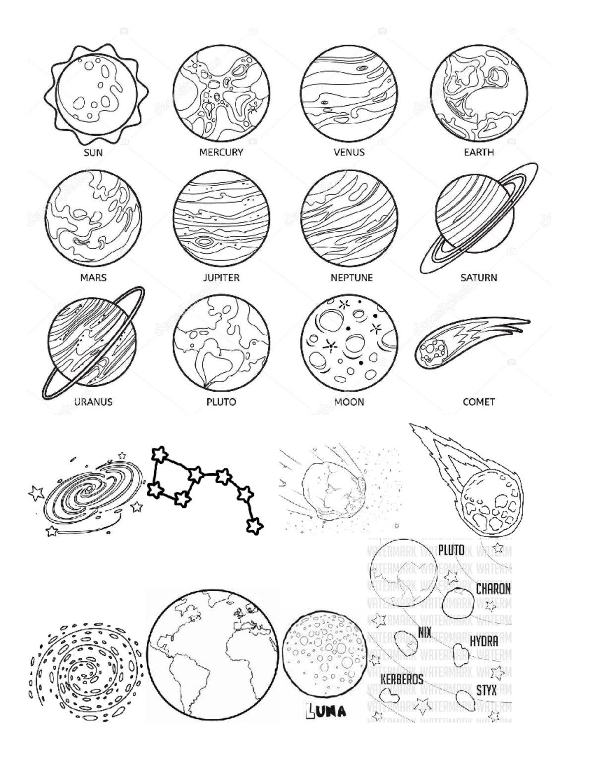 Actividades cuerpos celestes - Ciencias sociales - SUN MERCURY VENUS ...