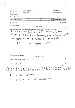 MATH236 TEST 1 - Requirements for this paper Multiple-choice cards NO ...