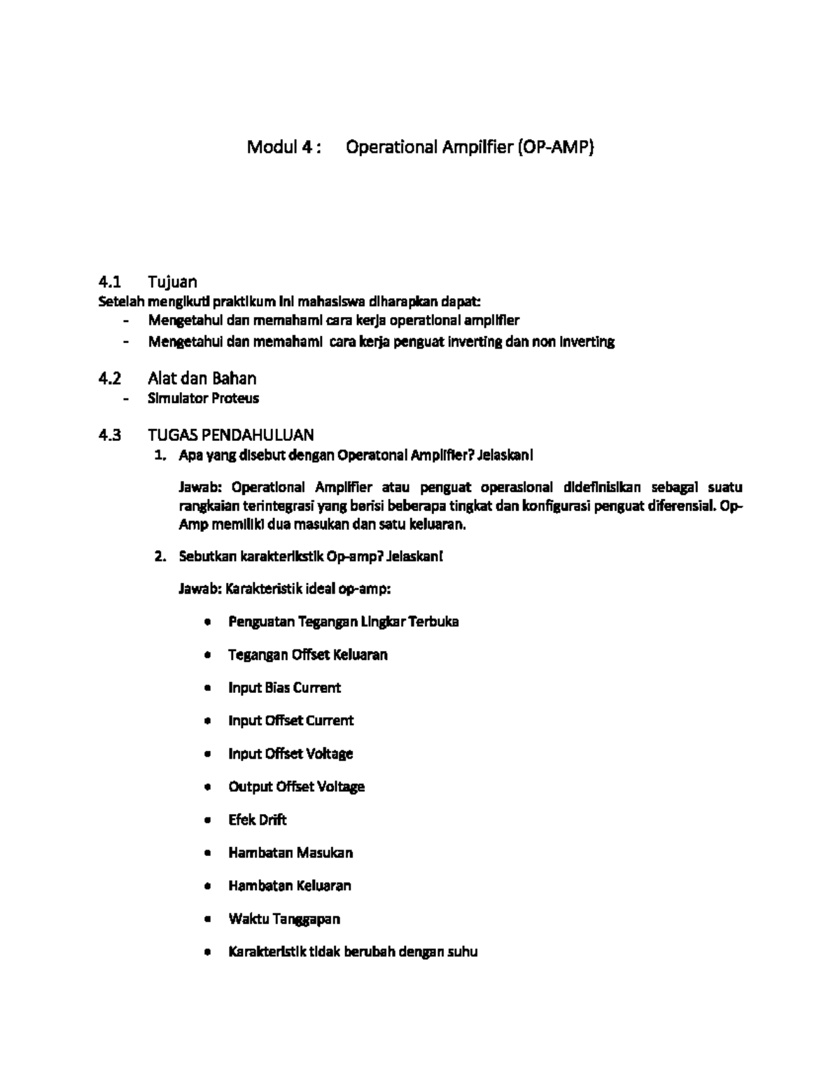 Modul 4 Operational Ampilfier (OP-AMP) - Mikroelektronika - Studocu