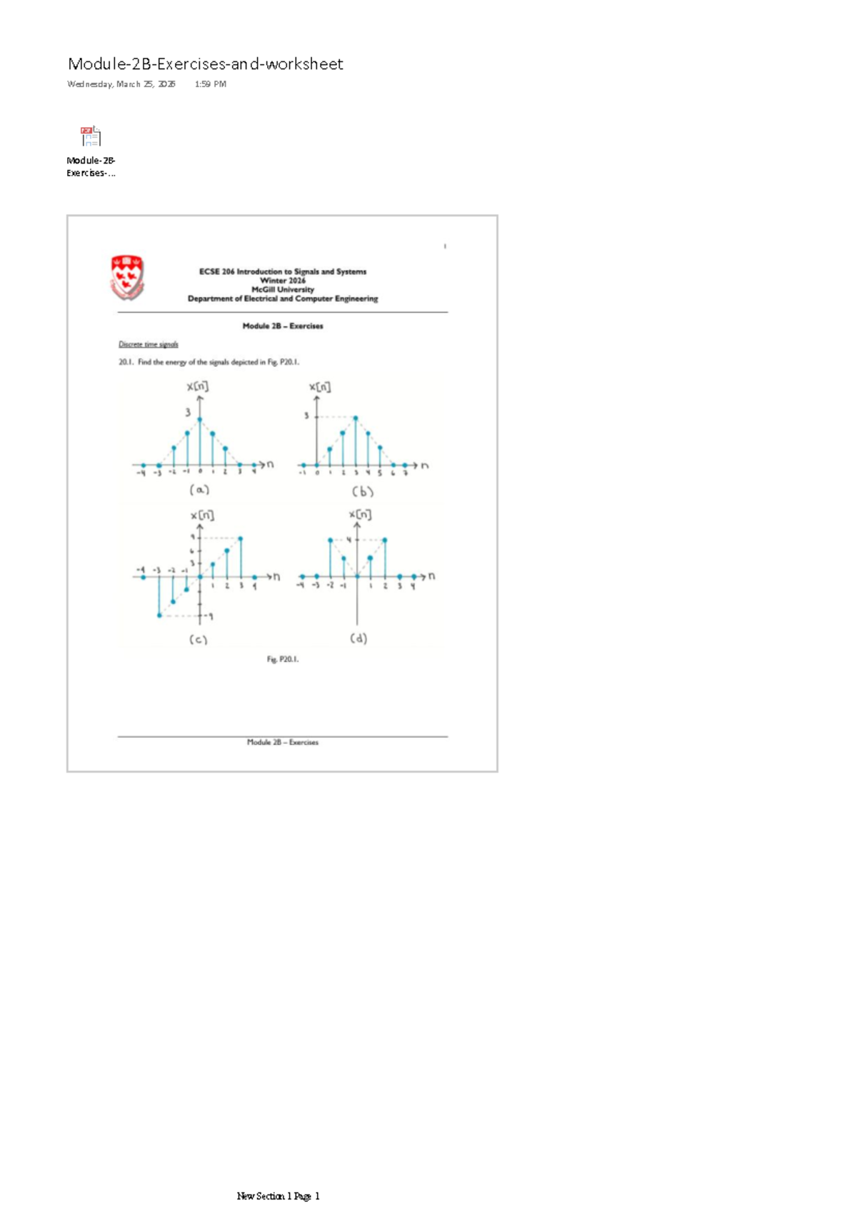 Module 2B Exercises and worksheet - ECSE 206 - Module-2B- Exercises ...