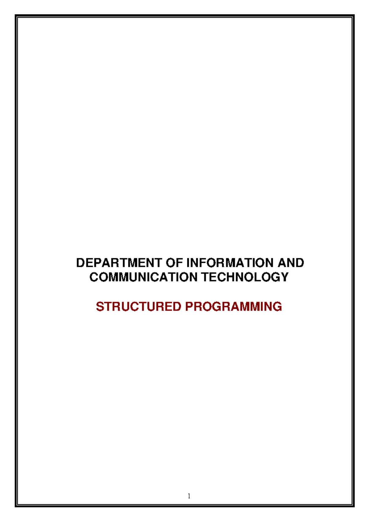 Structured Programming Full Notes for ICT 101 Course - Studocu