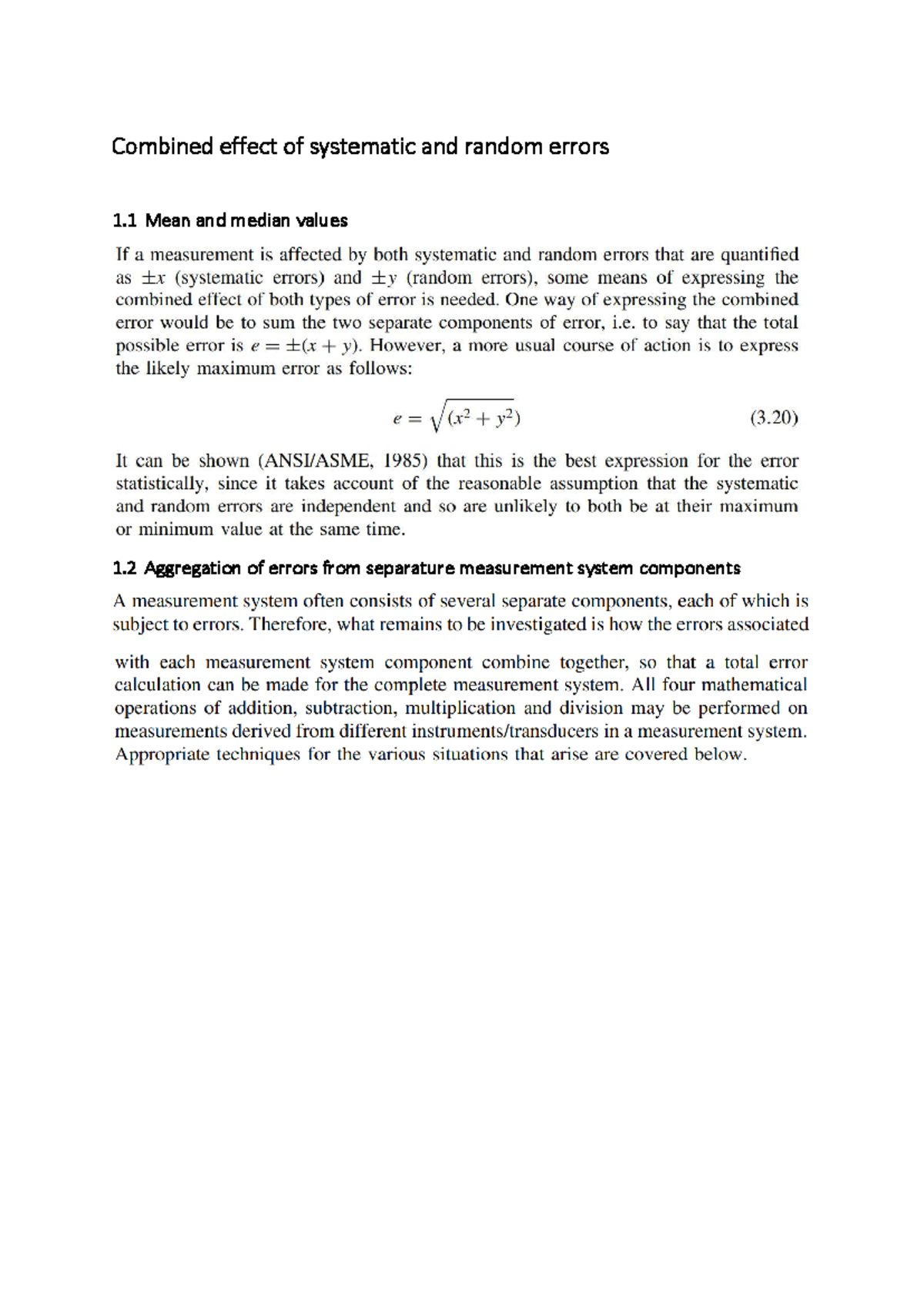 Combined Effect of Systematic & Random Errors - Exercises 3 - Studocu