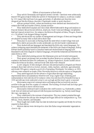 Role of Christian missionaries in the colonization of East Africa ...