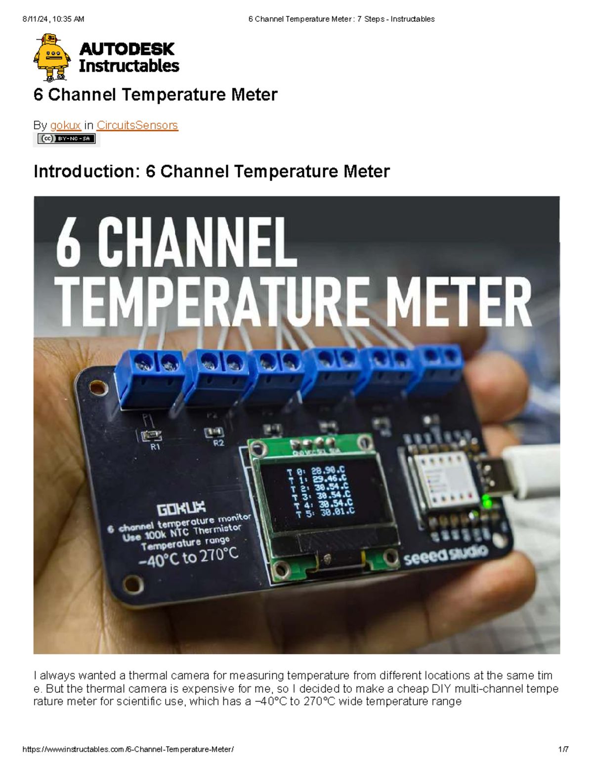 6 Channel Temperature Meter DIY Guide: 7 Steps Instructables - Studocu