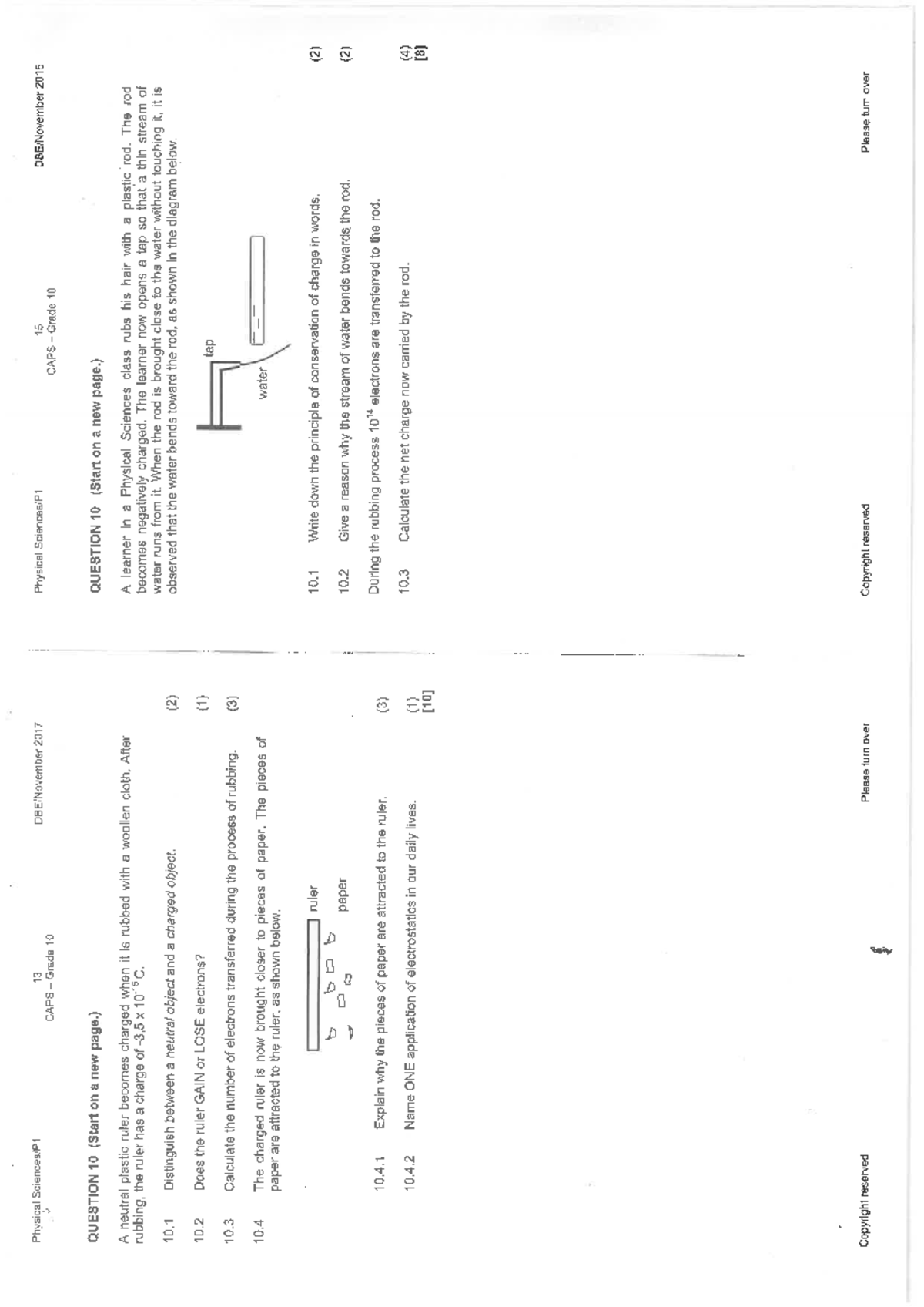 Electrostatics Practice Questions for Physical Science Grade 10 (CAPS ...