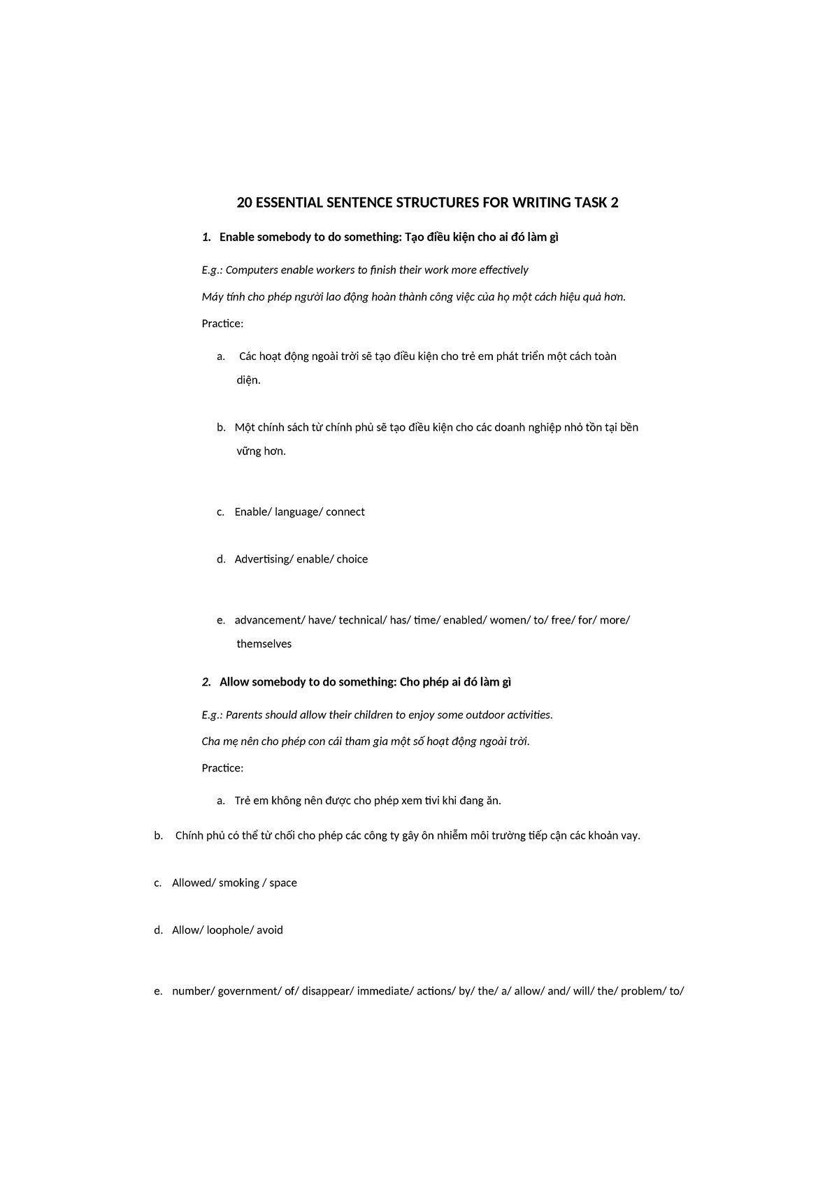 20 Essential Sentence Structures FOR Writing TASK 2 - 20 ESSENTIAL ...