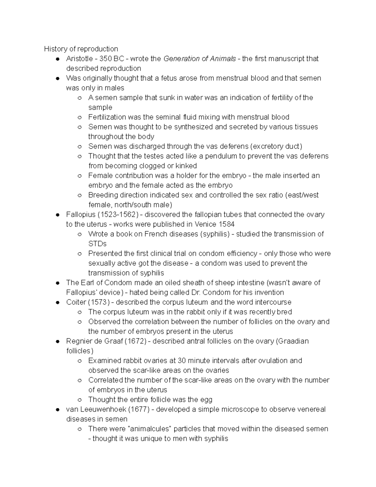ANSC 3122 Exam One Study Guide: History of Reproduction Insights - Studocu