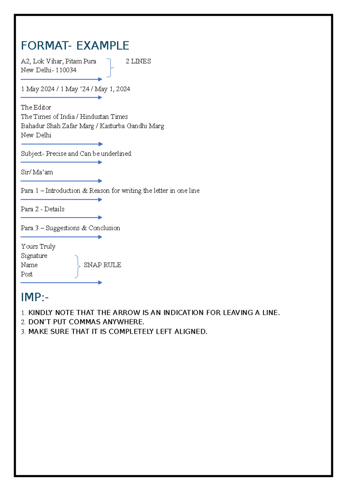 Formal Letter Writing Guide (Course Code: 1744410855) - Studocu