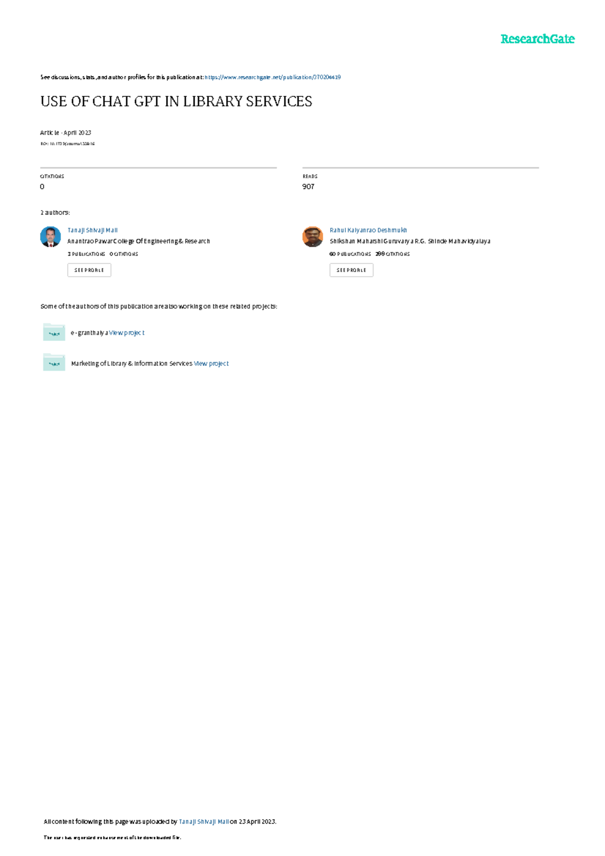 Exploring Chat GPT's Impact on Library Services: Opportunities ...