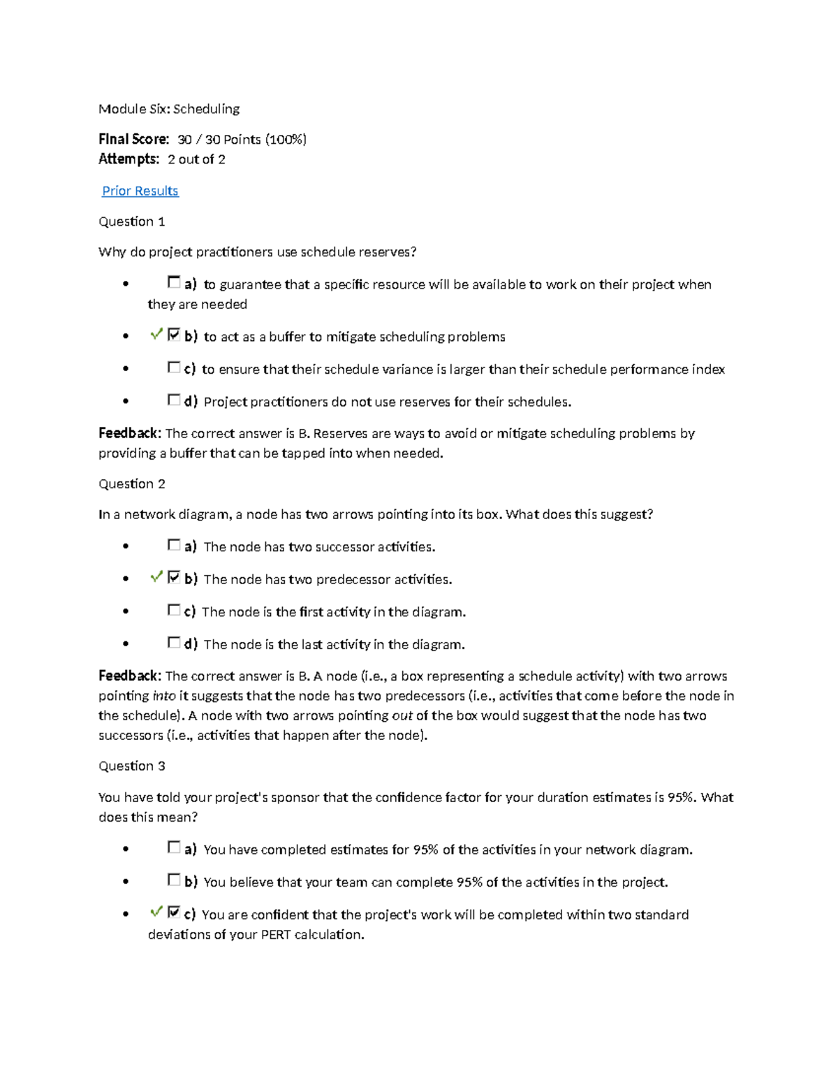 QSO 340 - Module 6 Assessment: Scheduling Techniques and Concepts - Studocu