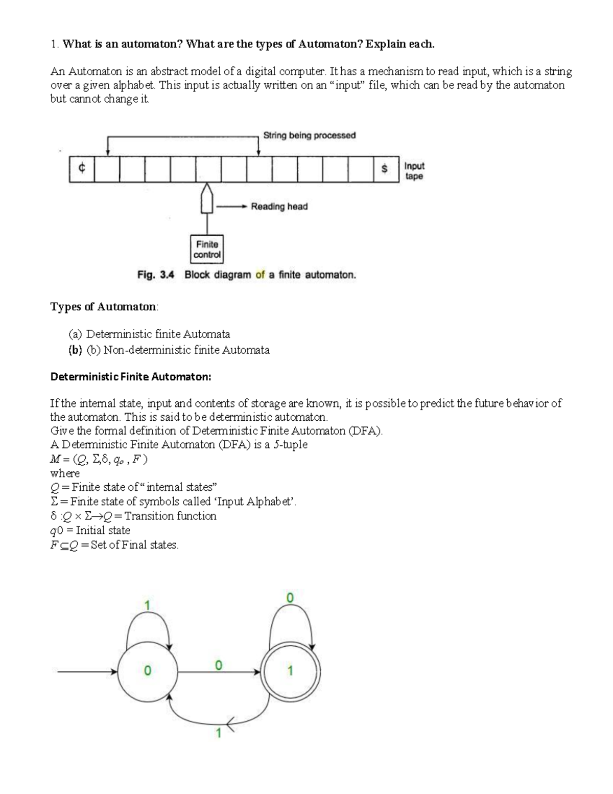 TAFL Theory: Automata and Turing Machines (Units 1-5) - Studocu