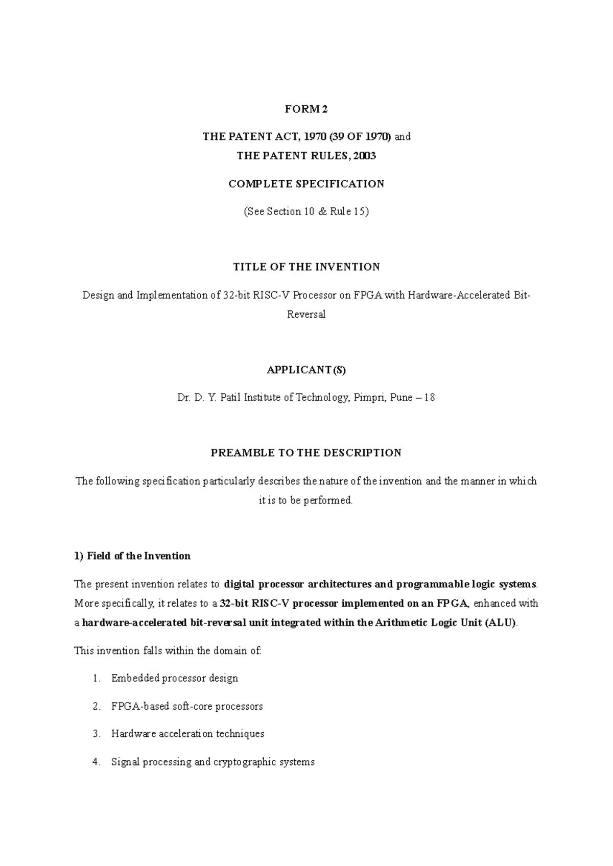 Design and Implementation of FPGA Processor with Bit-Reversal (Patent ...