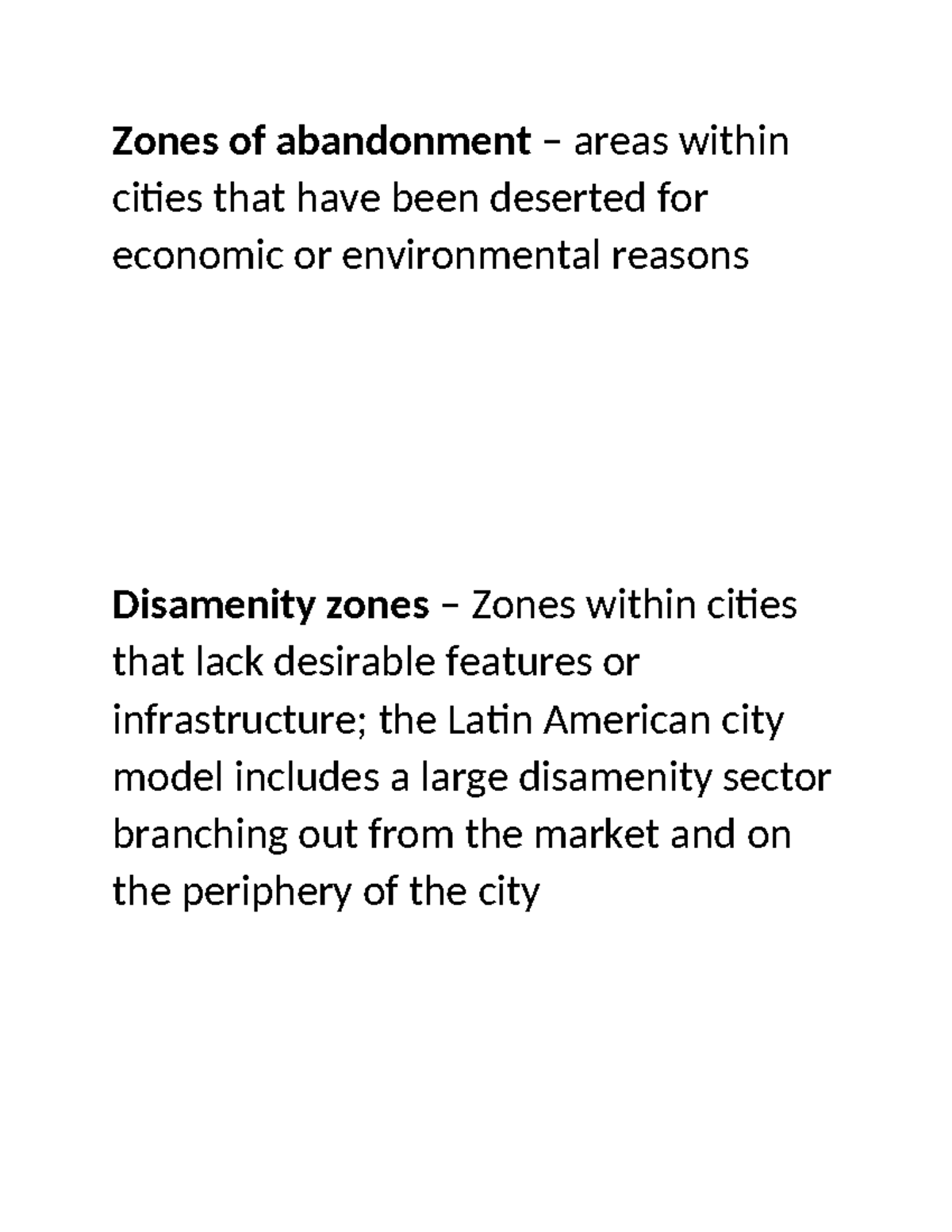 Term+Definitions - Terms for AP HUG - Zones of abandonment – areas ...