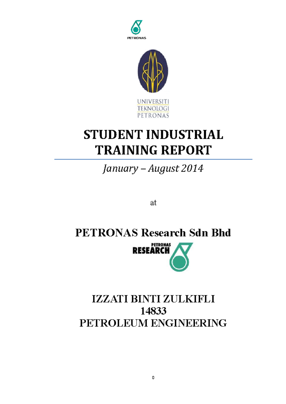 Petronas Petroleum Engineering Internship Report (14833) - Studocu