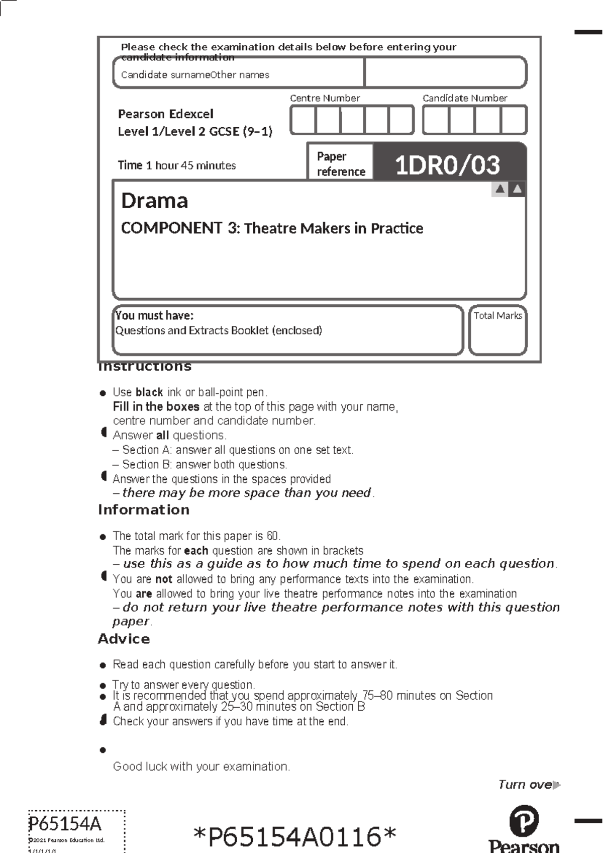 Mock Paper 2: GCSE Drama Exam - Theatre Makers in Practice - Studocu