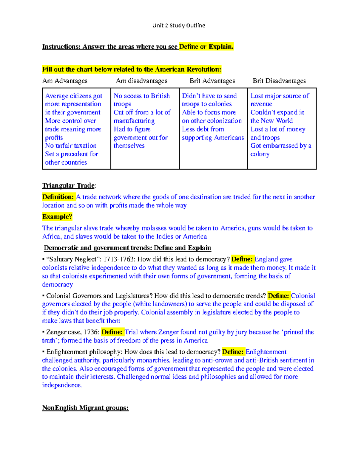 Royal Starr - Unit 2 Study Outline: American Revolution Analysis 2024 ...