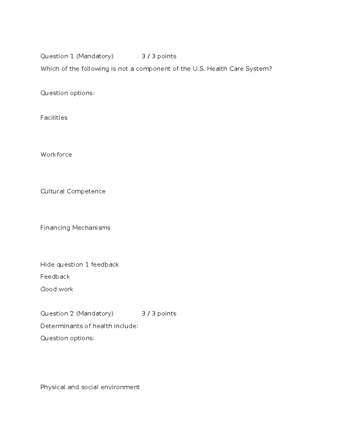 Quiz 1: Key Concepts in U.S. Healthcare System - Studocu