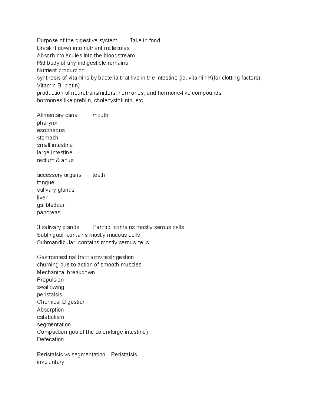 Digestive System Overview - FLASHCARDS (BIO 101) - Studocu