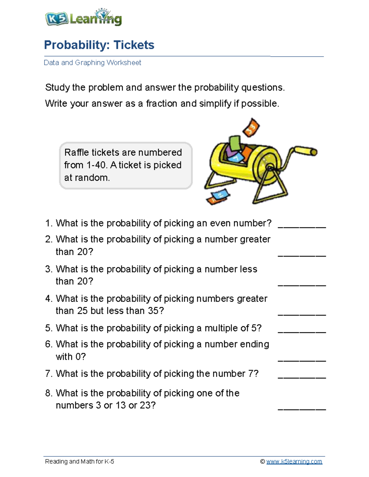 LAS Probability: Tickets Data & Graphing Worksheet - Studocu